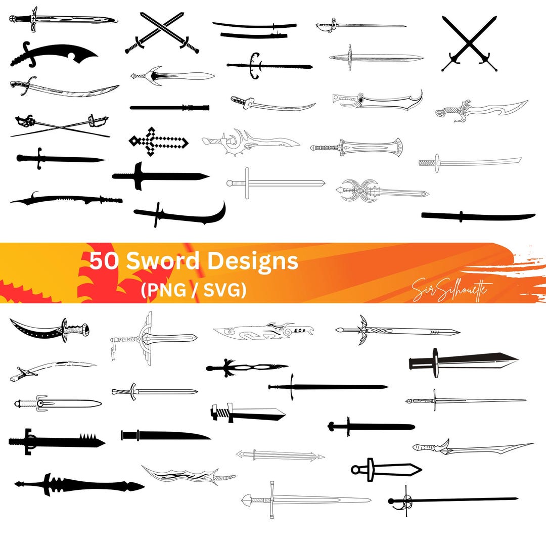 Sword SVG, 50 Sabre PNG, Cricut, Silhouette - Etsy