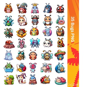Cute Bug Digital Design for Stickers - PNG Files to Download - Etsy