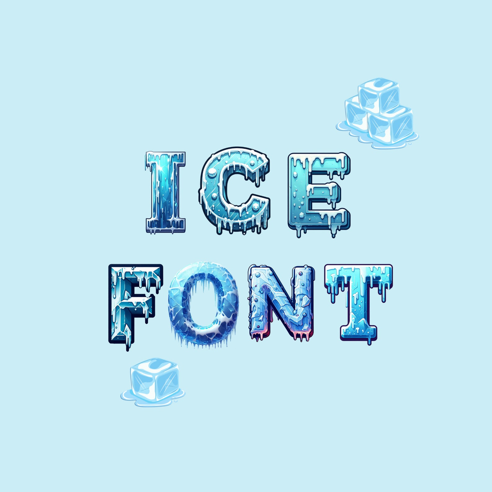 Ice Font, Alphabet With Frozen Design, Frosty Letters as Png - Etsy