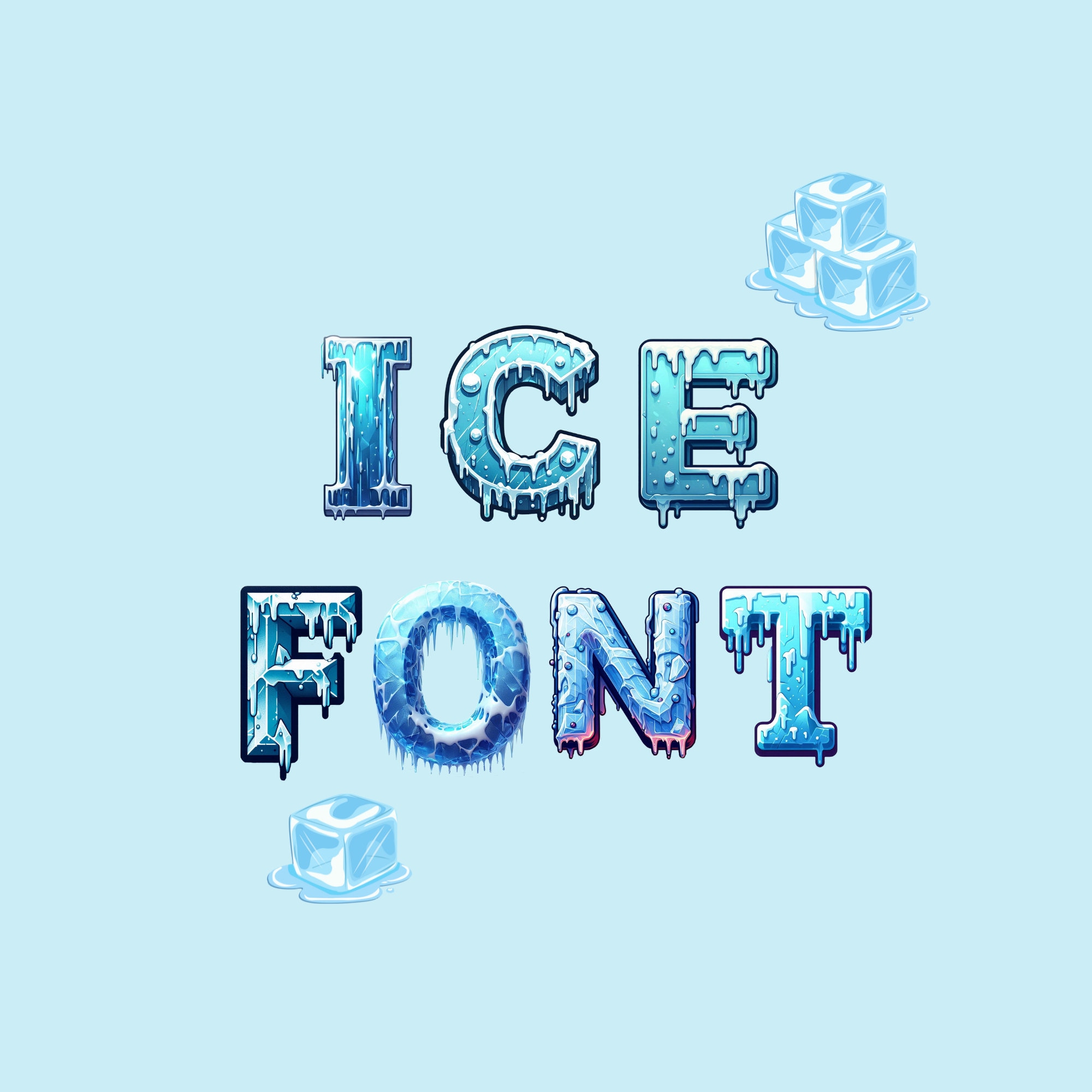 Ice Font, Alphabet With Frozen Design, Frosty Letters as Png - Etsy