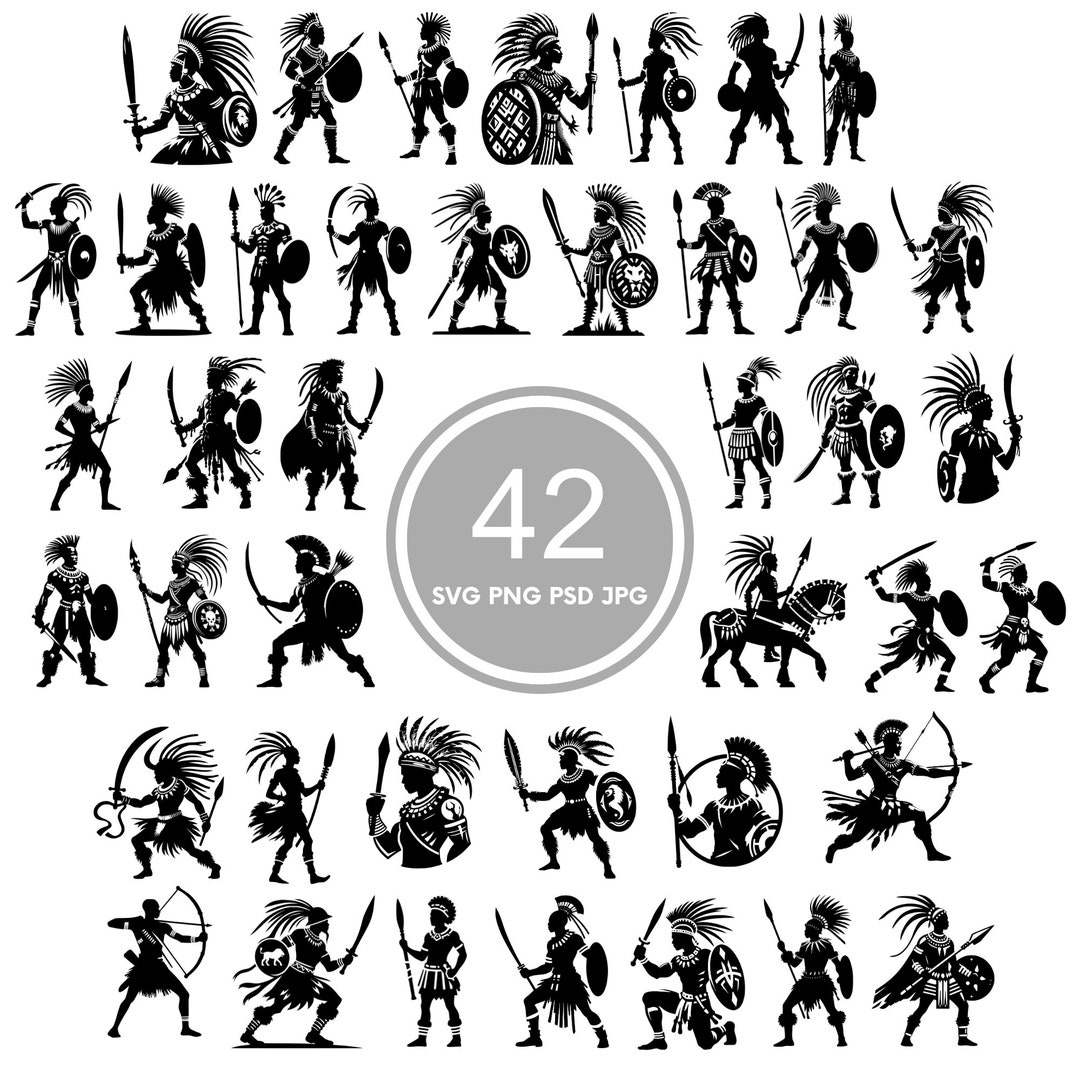 Zulu Warrior SVG Bundle, 42 Zulu Designs, PNG, PSD - Etsy