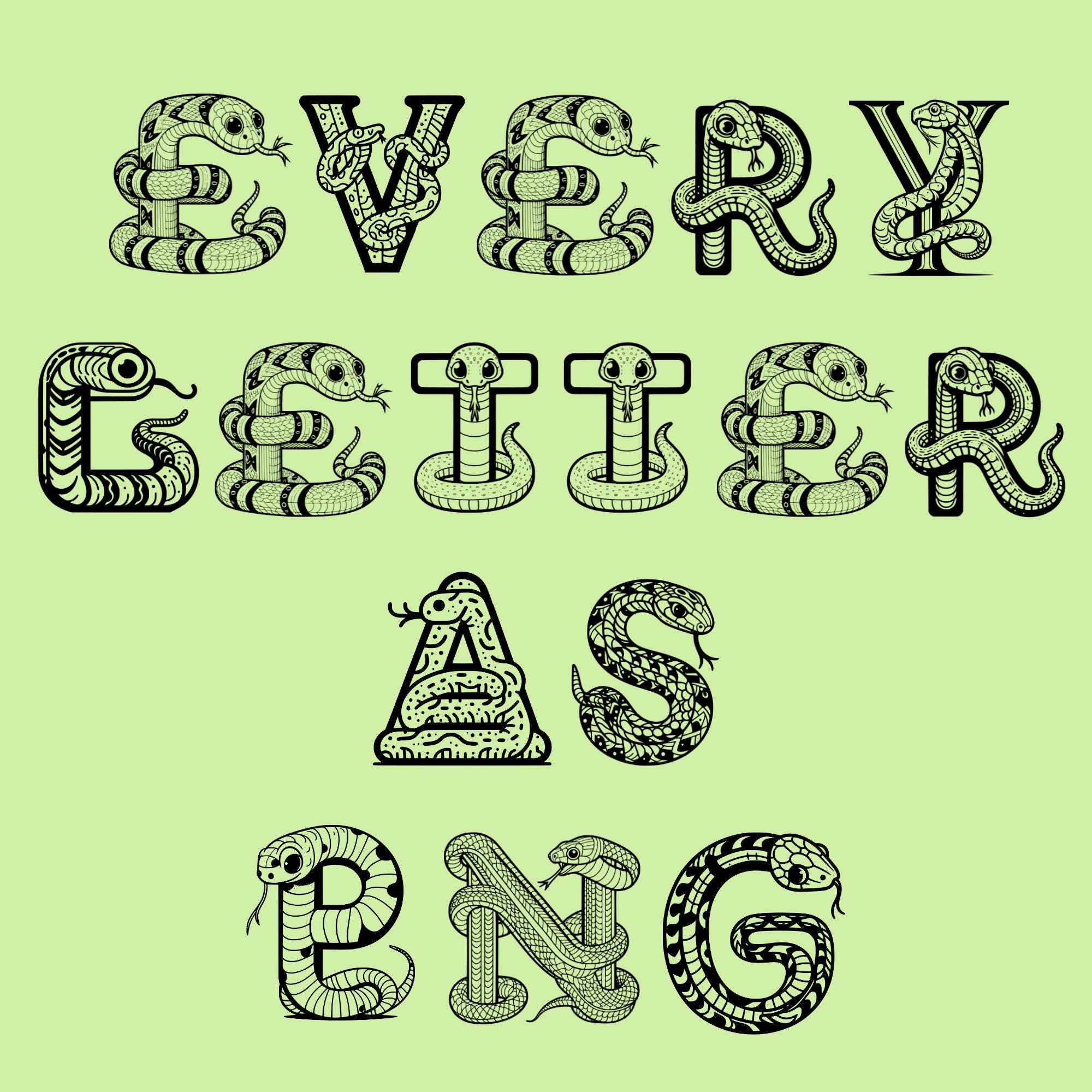 Coloriages de l'alphabet serpent au format PNG – Lettres serpent pour ...
