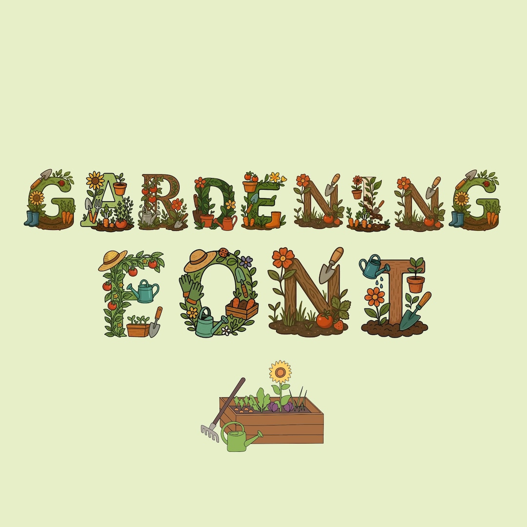 Gardening Alphabet Clipart, Botanical PNG Letters, Greenhouse ...