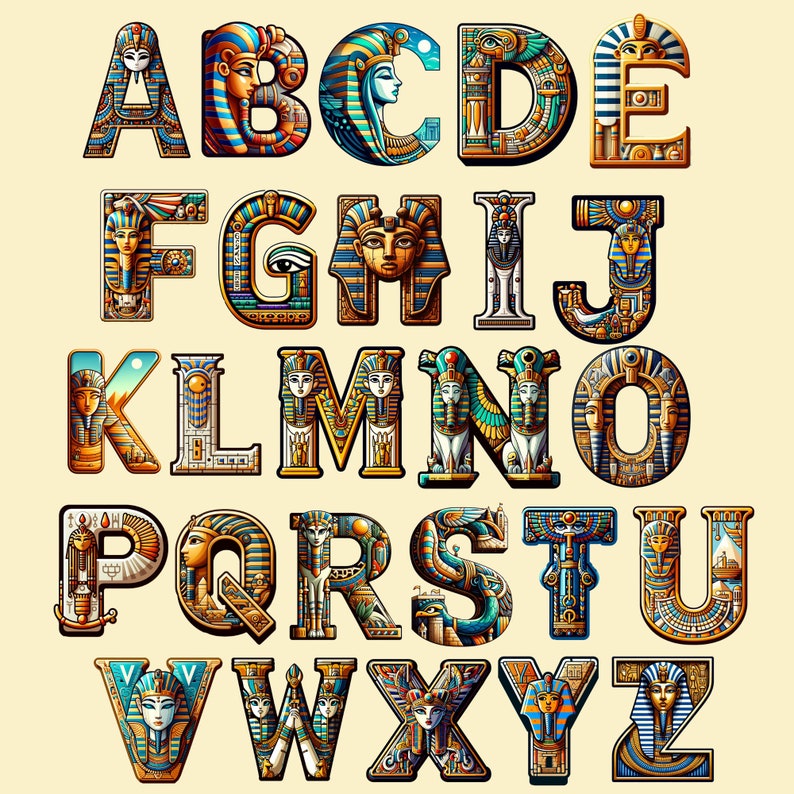 Egypt Font, Alphabet With Egypt Design, Egypt Letters as Png - Etsy