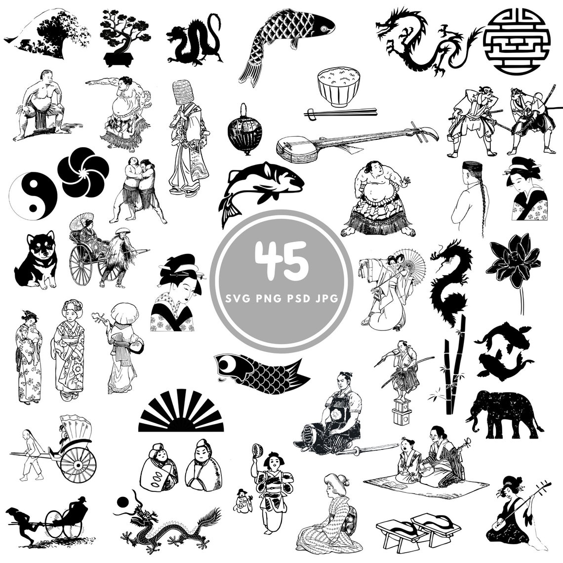 45 Asia SVG Japan Bundle China PNG Cricut Silhouette - Etsy