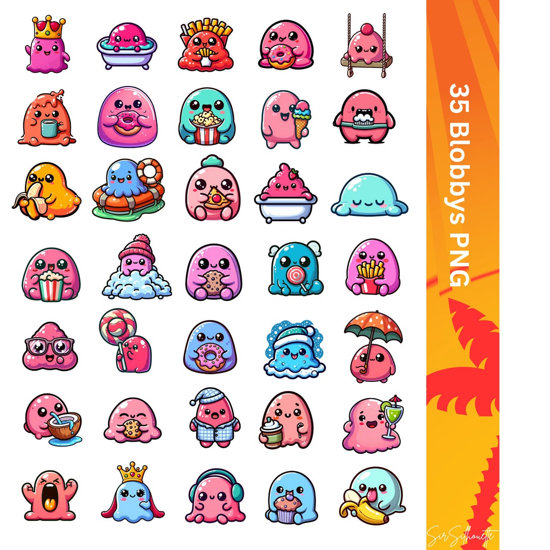 Cute Blobbs Digital Design for Stickers - Etsy