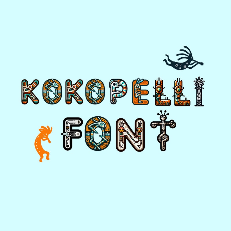 Kokopelli Alphabet Clipart, Tribal Letters PNG, Southwest Spirit ...