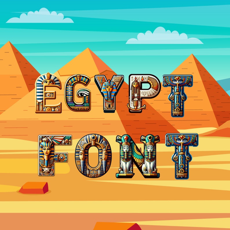 Egypt Font, Alphabet With Egypt Design, Egypt Letters as Png - Etsy