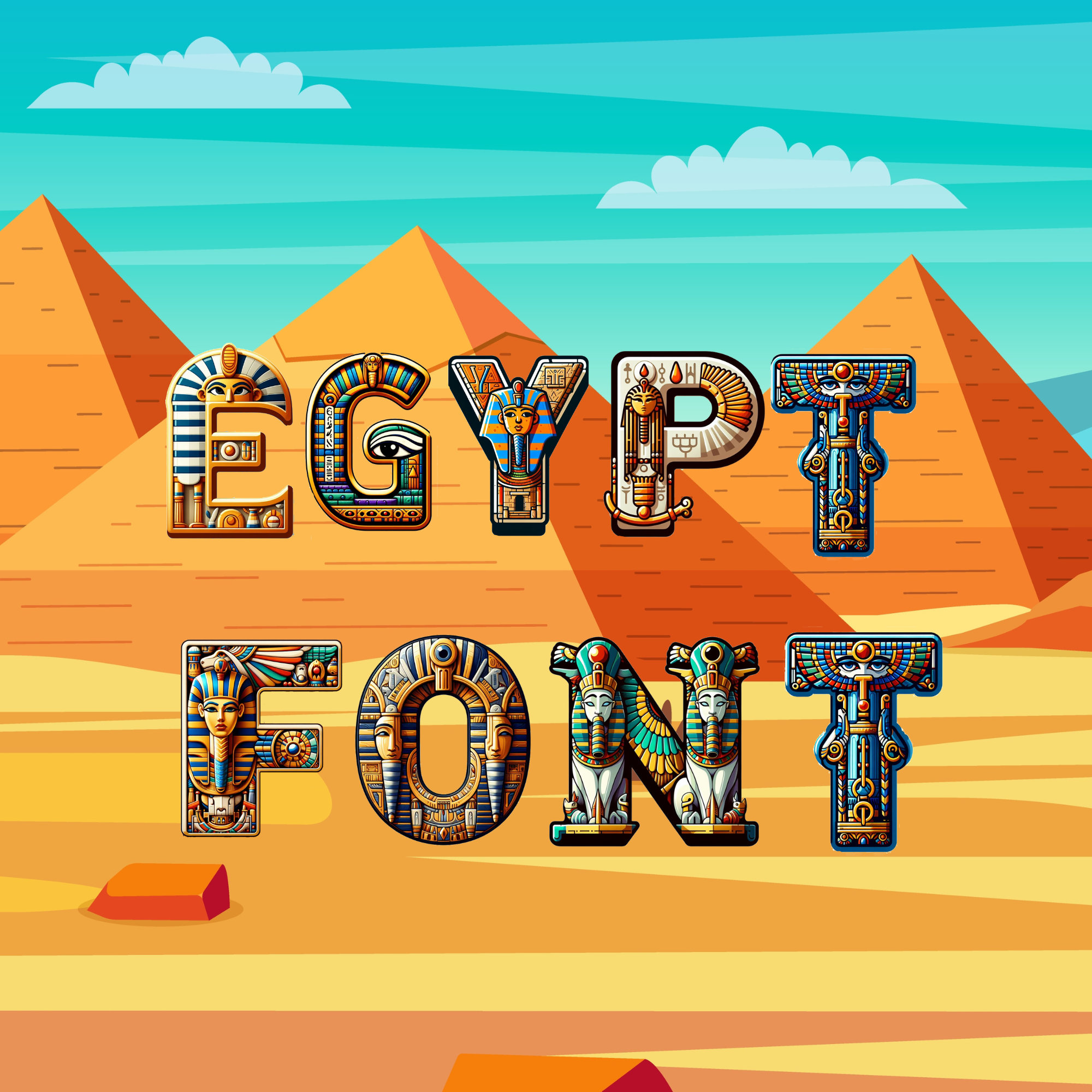 Egypt Font, Alphabet With Egypt Design, Egypt Letters as Png - Etsy