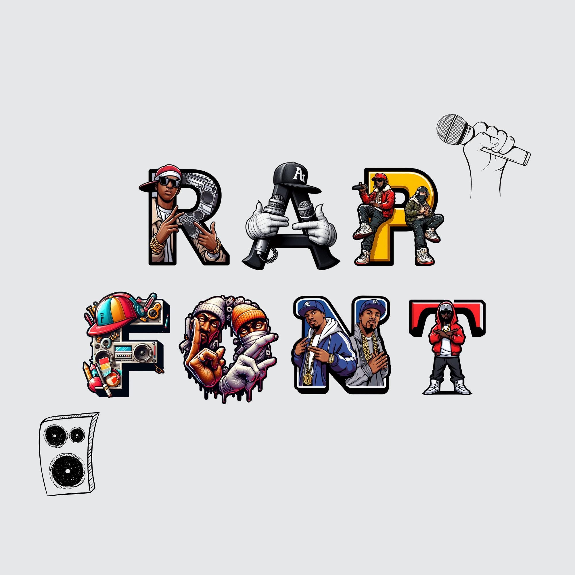Rap Font, Alphabet With Rap Design, Hip Hop Letters as Png - Etsy
