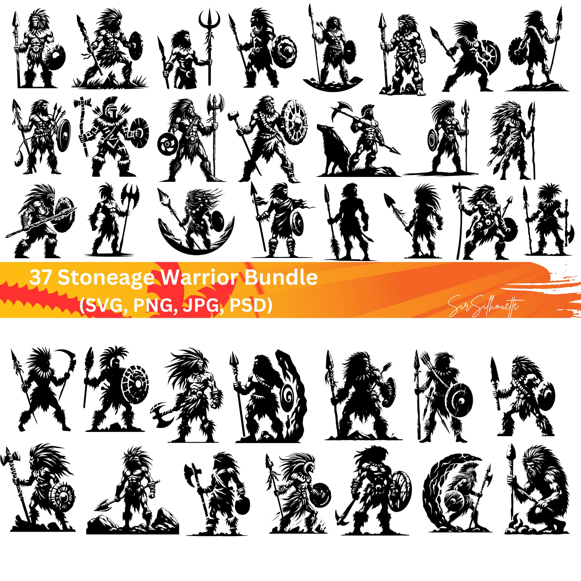 Stoneage Warrior Design SVG, 37 Stoneage Svg Bundle, PNG, PSD - Etsy