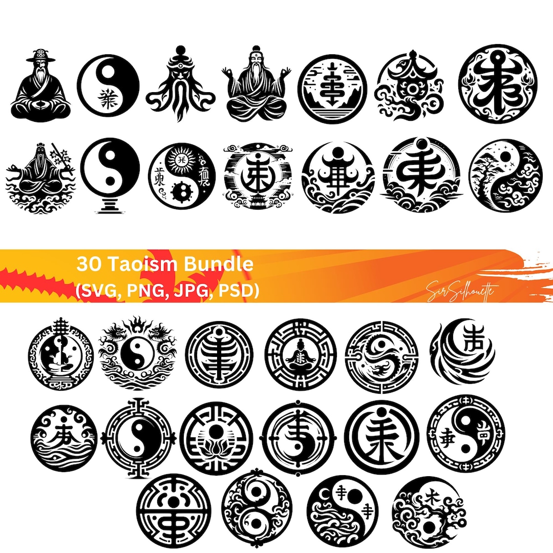 Taoism Design SVG, 30 Yin and Yang Svg Bundle, PNG, PSD - Etsy