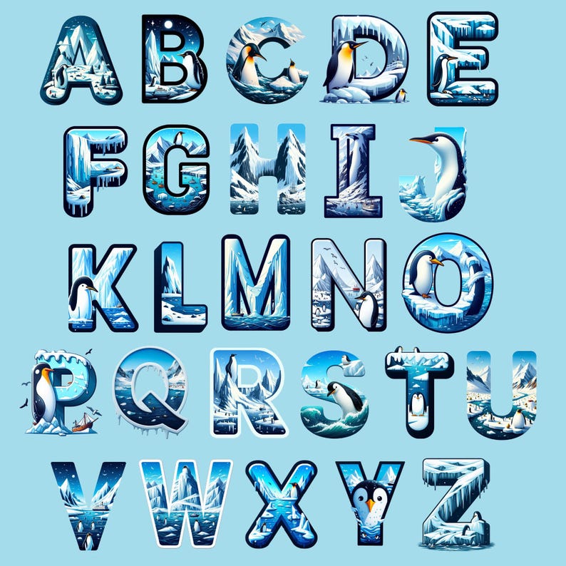 Antarctica Font, Alphabet With Antarctica Design, Antarctica Letters as ...