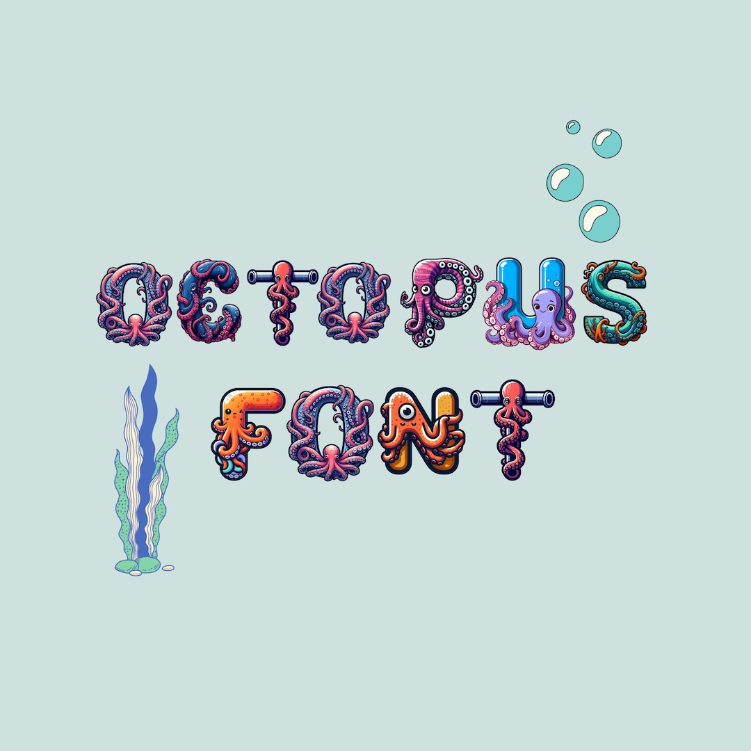 Octopus Font, Alphabet With Tentacle Design, Kraken Letters as Png - Etsy