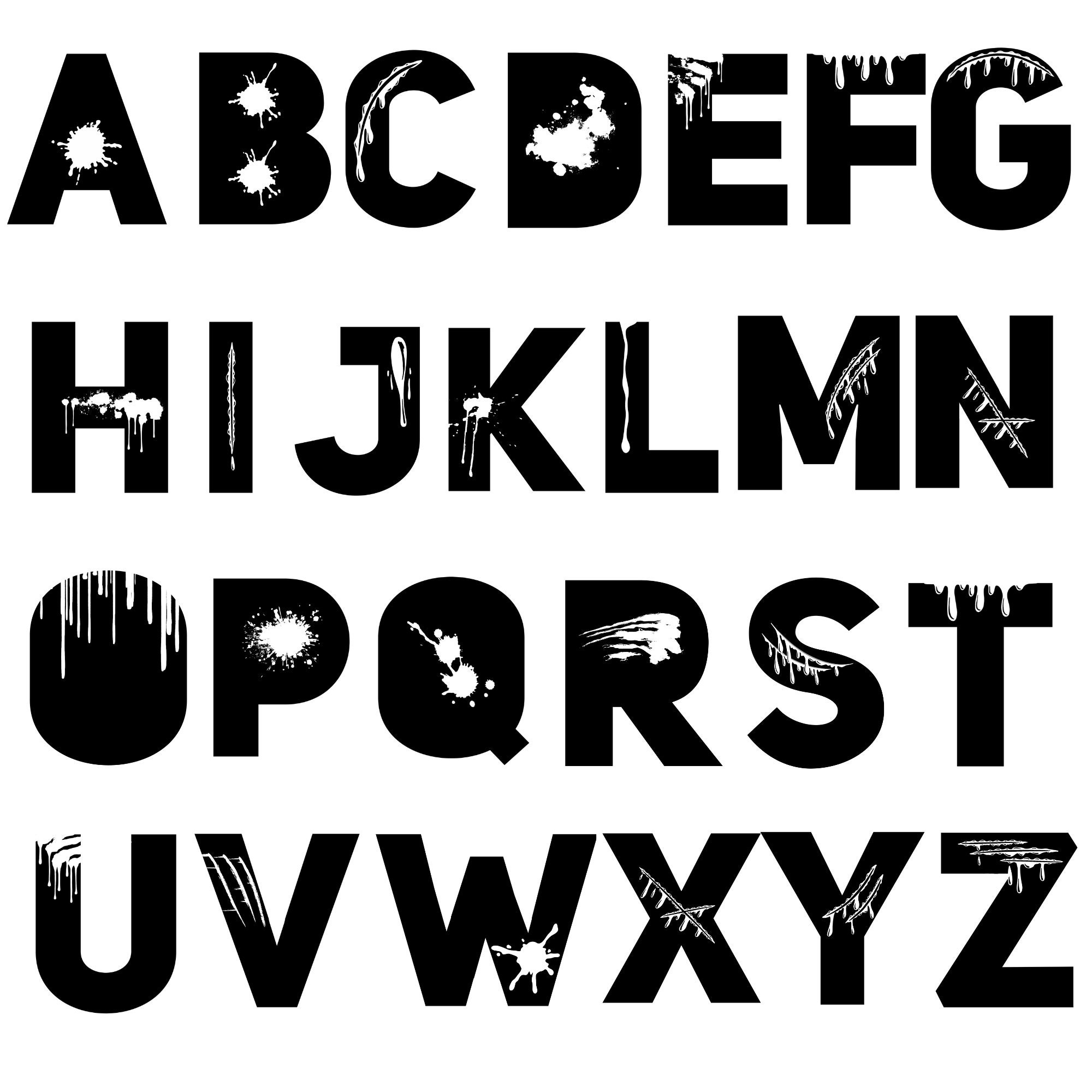 Blood Font, Blood Splatter Letters as PNG Files - Etsy
