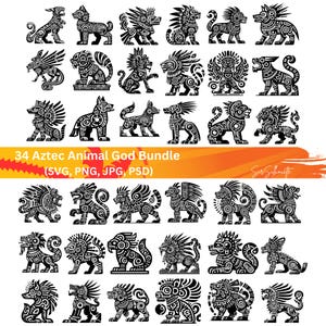 Aztec Animal God Design SVG, 38 Svg Bundle, PNG, PSD - Etsy