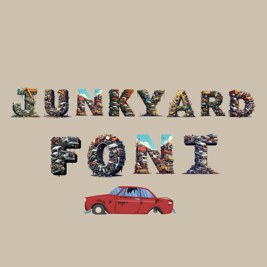 Junkyard Font, Alphabet With Scrap Design, Junkyard Letters as Png - Etsy