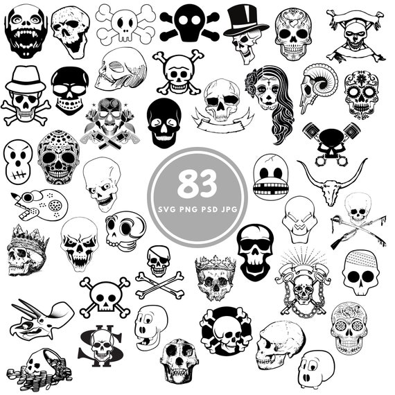 Skull SVG 83 Skull Svg Bundle PNG PSD - Etsy