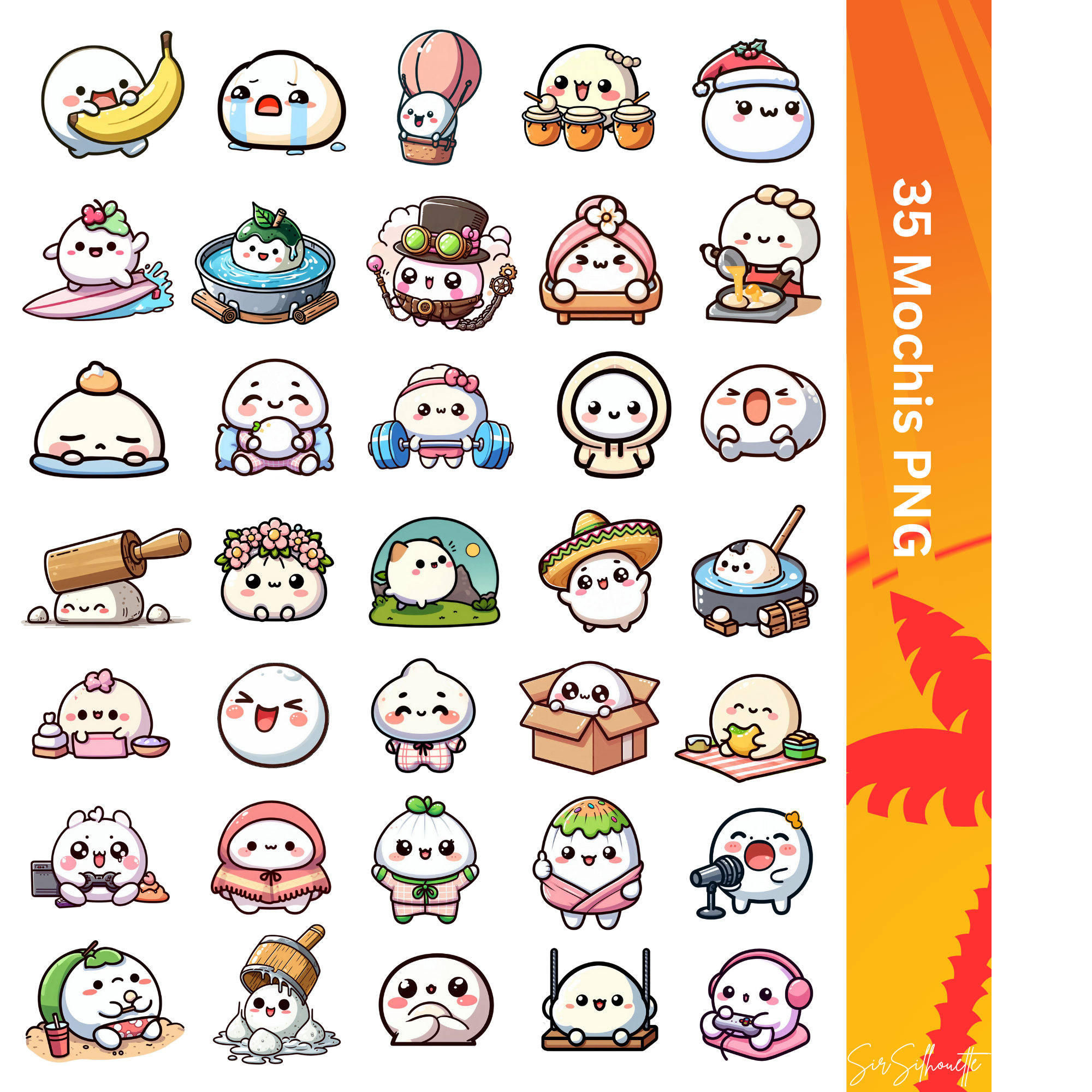 Cute Mochi Digital Design for Stickers - Etsy