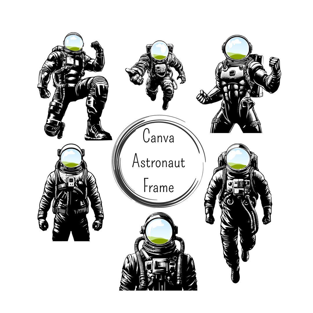 6 Canva Astronaut Frames, Custom Frames for Canva, Canva Pdf Bundle - Etsy