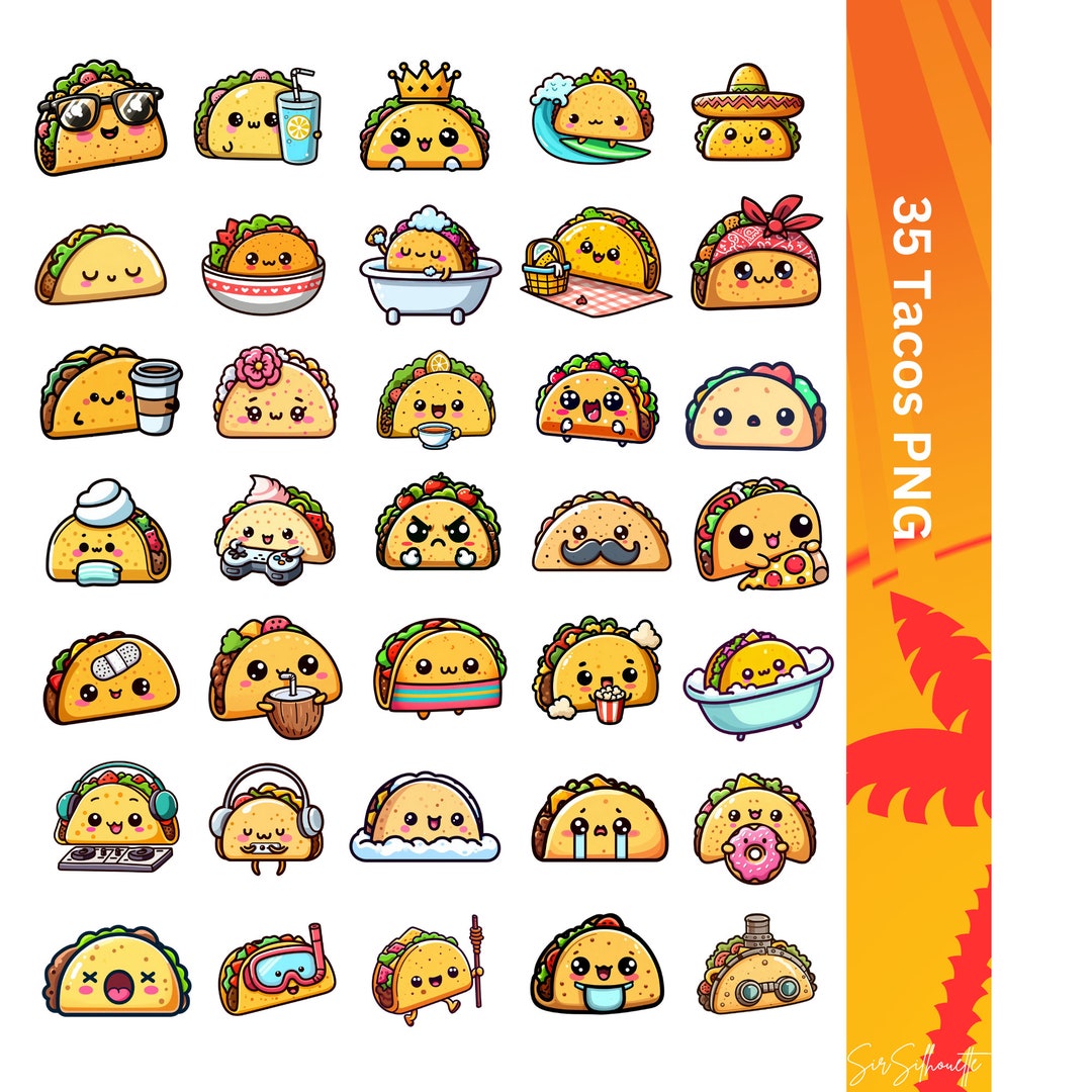 Cute Taco Digital Design for Stickers - Etsy