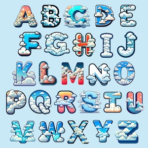 Cloud Font, Alphabet With Airy Design, Fluffy Letters as Png - Etsy