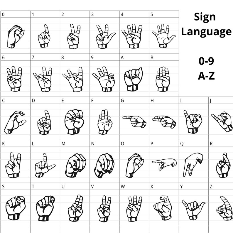 Sign Language Font, Deaf Alphabet as TTF, OTF to Install and Upload - Etsy