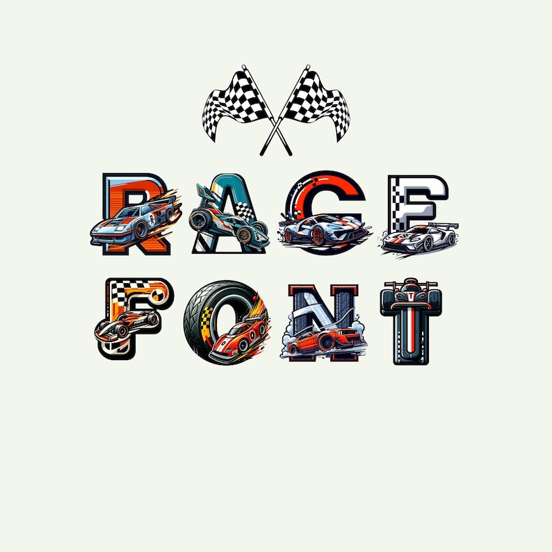 Racing Alphabet Clipart, Speed PNG Letters, Motorsport Typography ...