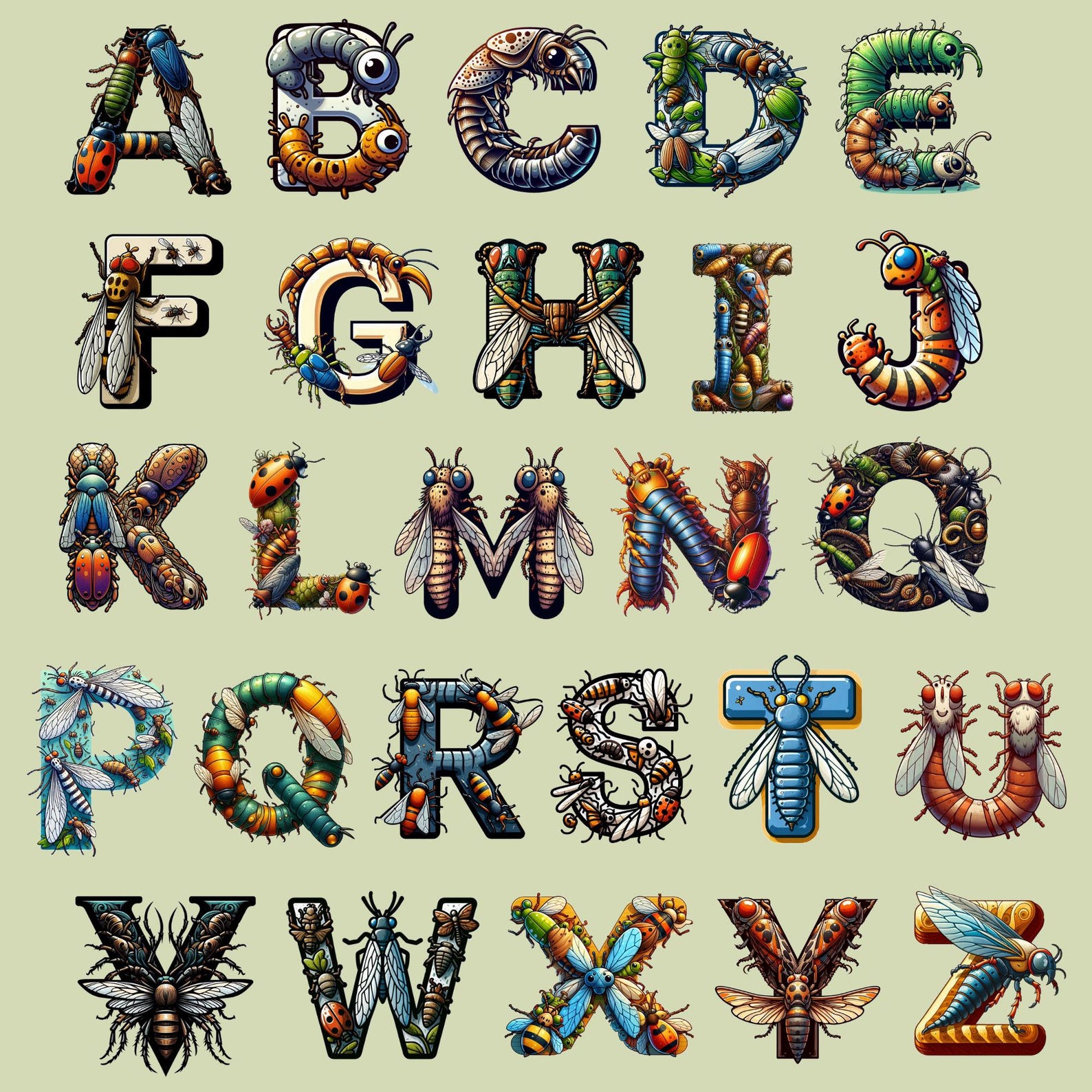 Insect Font, Alphabet With Insect Design, Beetle Letters as Png - Etsy