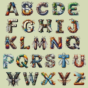 Insect Font, Alphabet With Insect Design, Beetle Letters as Png - Etsy