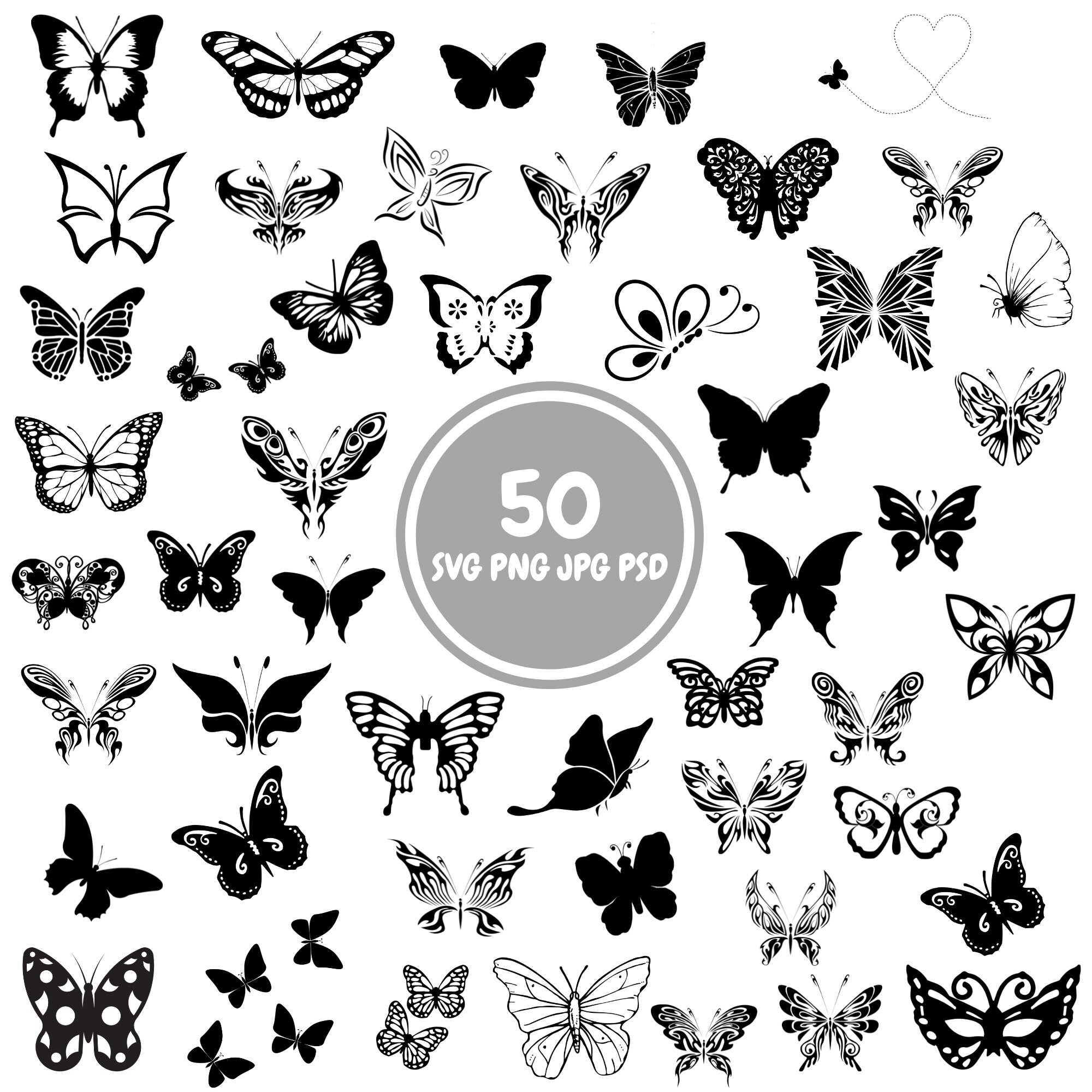 Mariposa SVG, 50 mariposas Svg Bundle, PNG, PSD - Etsy España