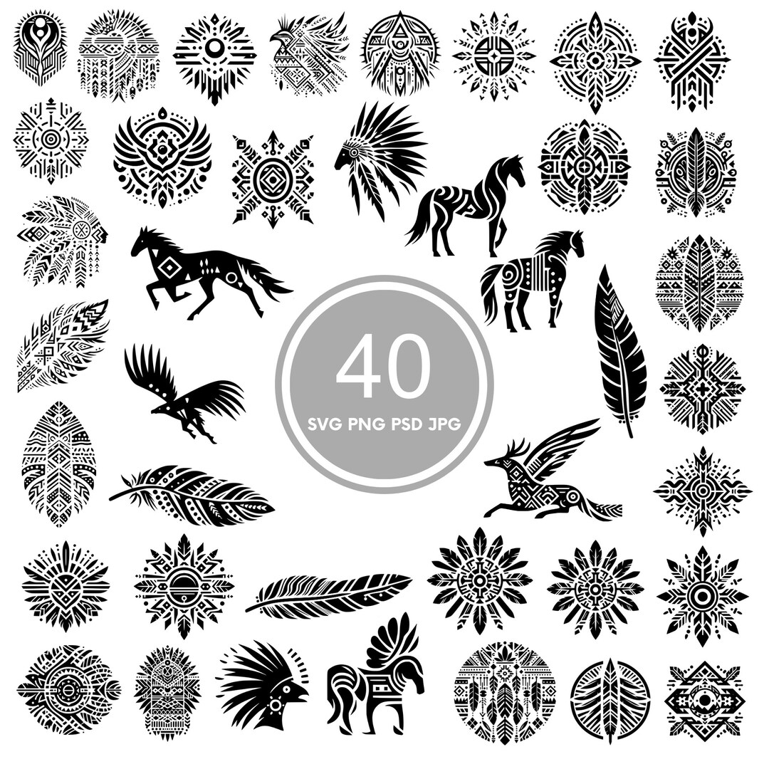 Navajo SVG Bundle, 40 Native American Designs, PNG, PSD - Etsy