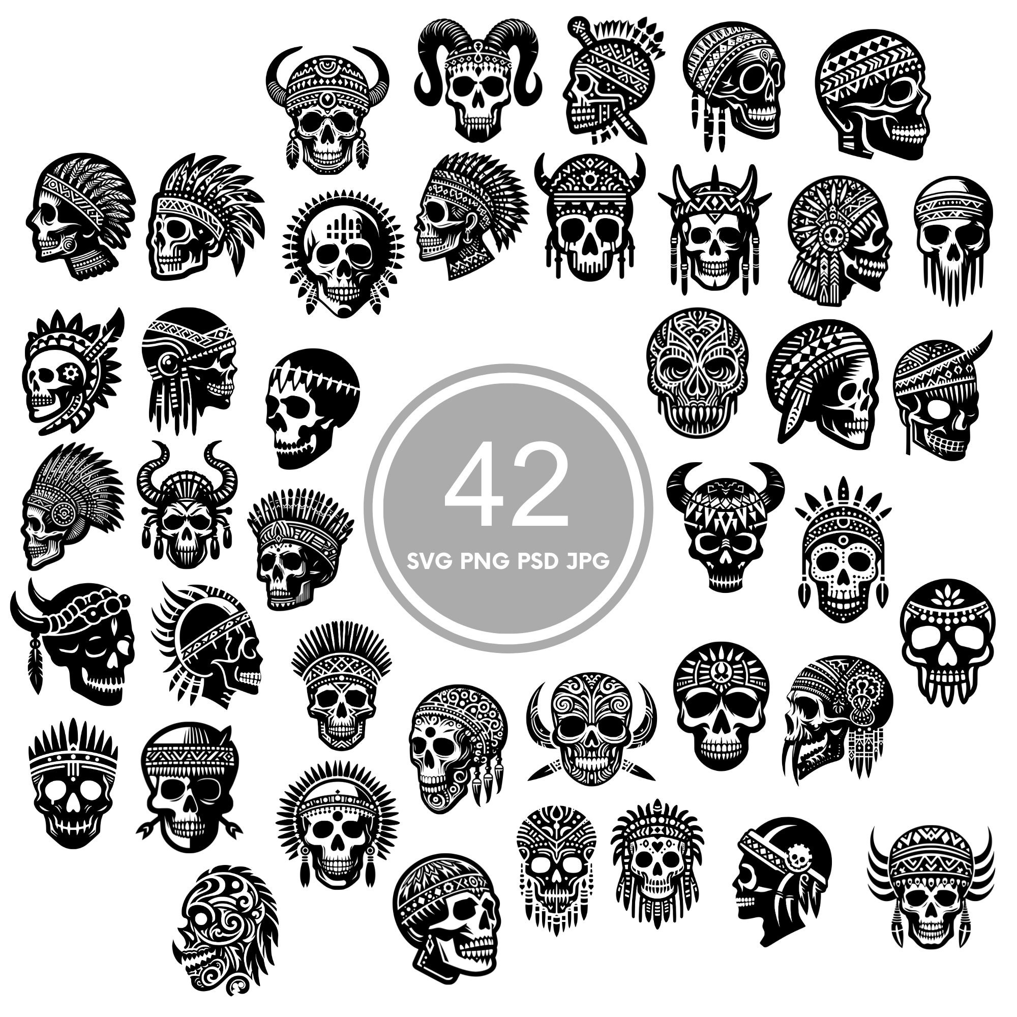 Zulu Skull SVG Bundle, 42 Zulu Designs, PNG, PSD - Etsy Canada