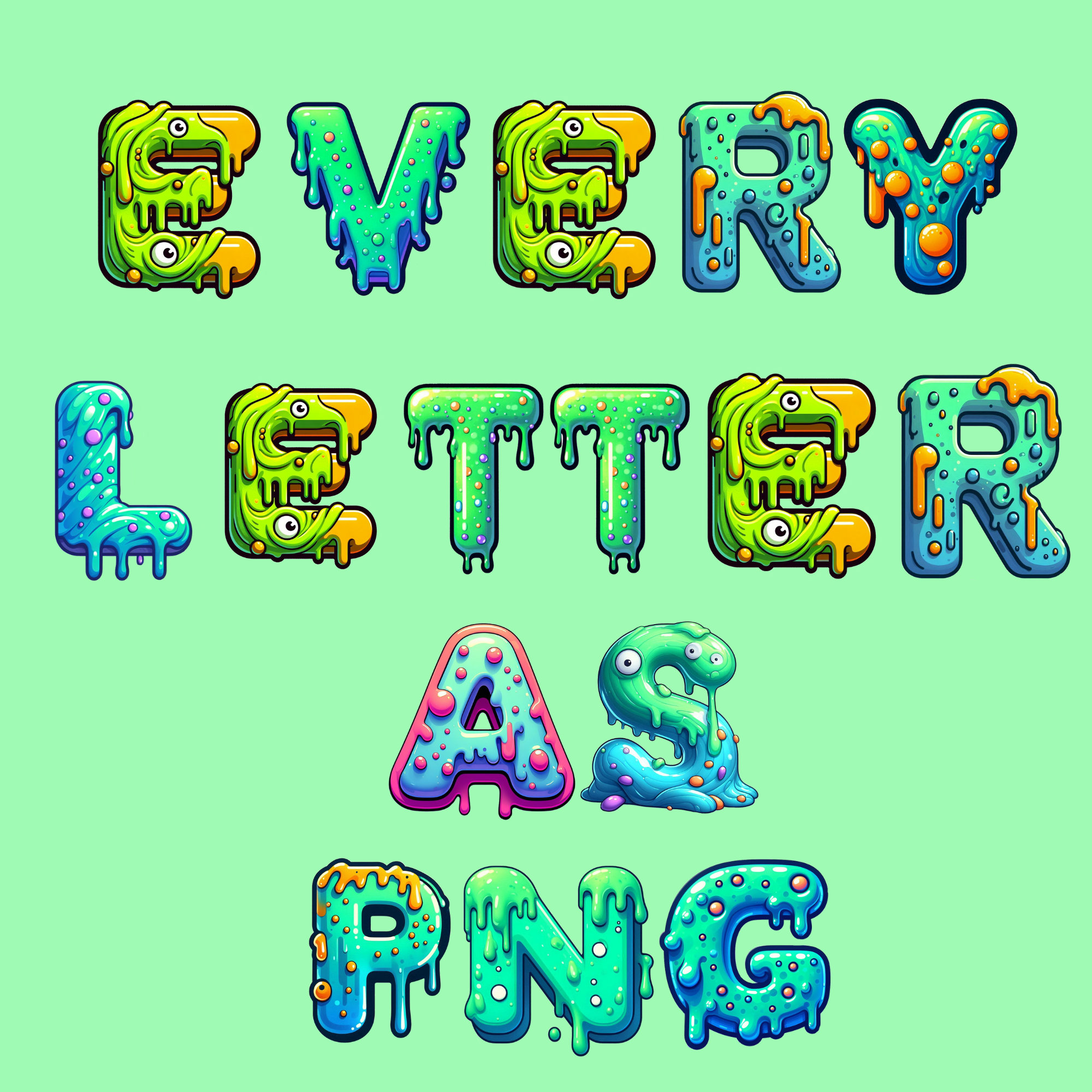 Slime Font, Alphabet With Slime Design, Slime Letters as Png - Etsy