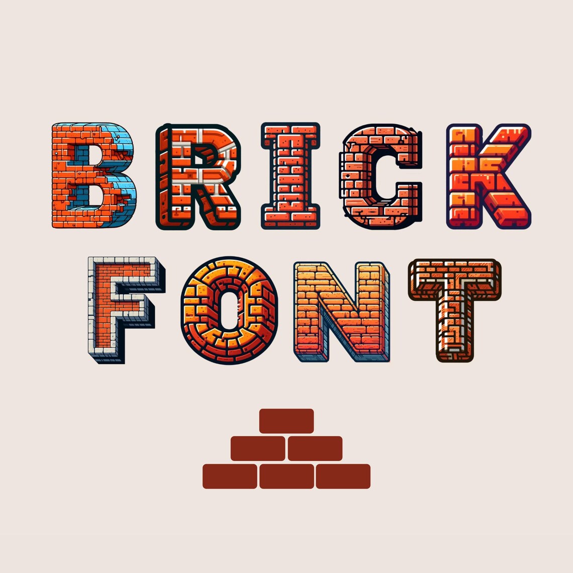 Brick Font, Alphabet With Brick Wall Design, Brick Letters as Png - Etsy