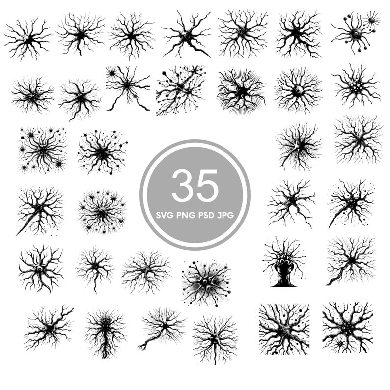 Neurons SVG Bundle, 35 Synapses Designs, PNG, PSD - Etsy UK