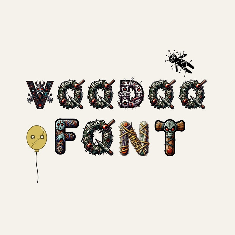 Voodoo Font, Alphabet With Occult Design, Tribal Letters as Png - Etsy
