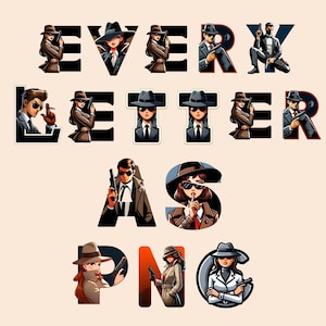 Secret Agent Font, Alphabet With Spy Design, Secret Agent Letters as ...