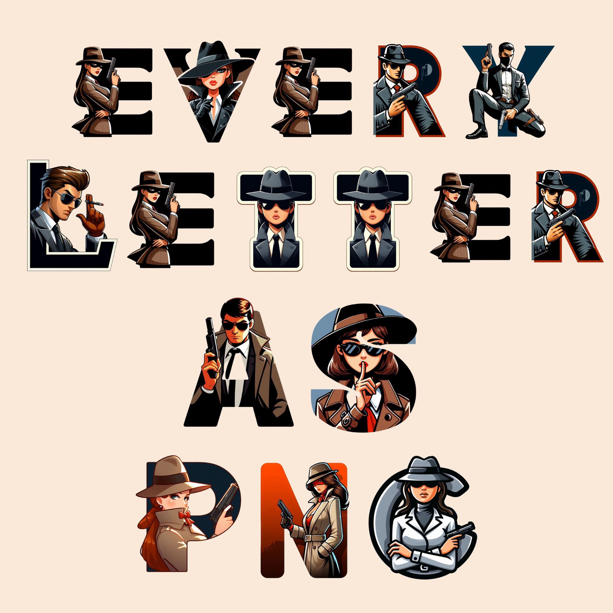 Secret Agent Font, Alphabet With Spy Design, Secret Agent Letters as ...