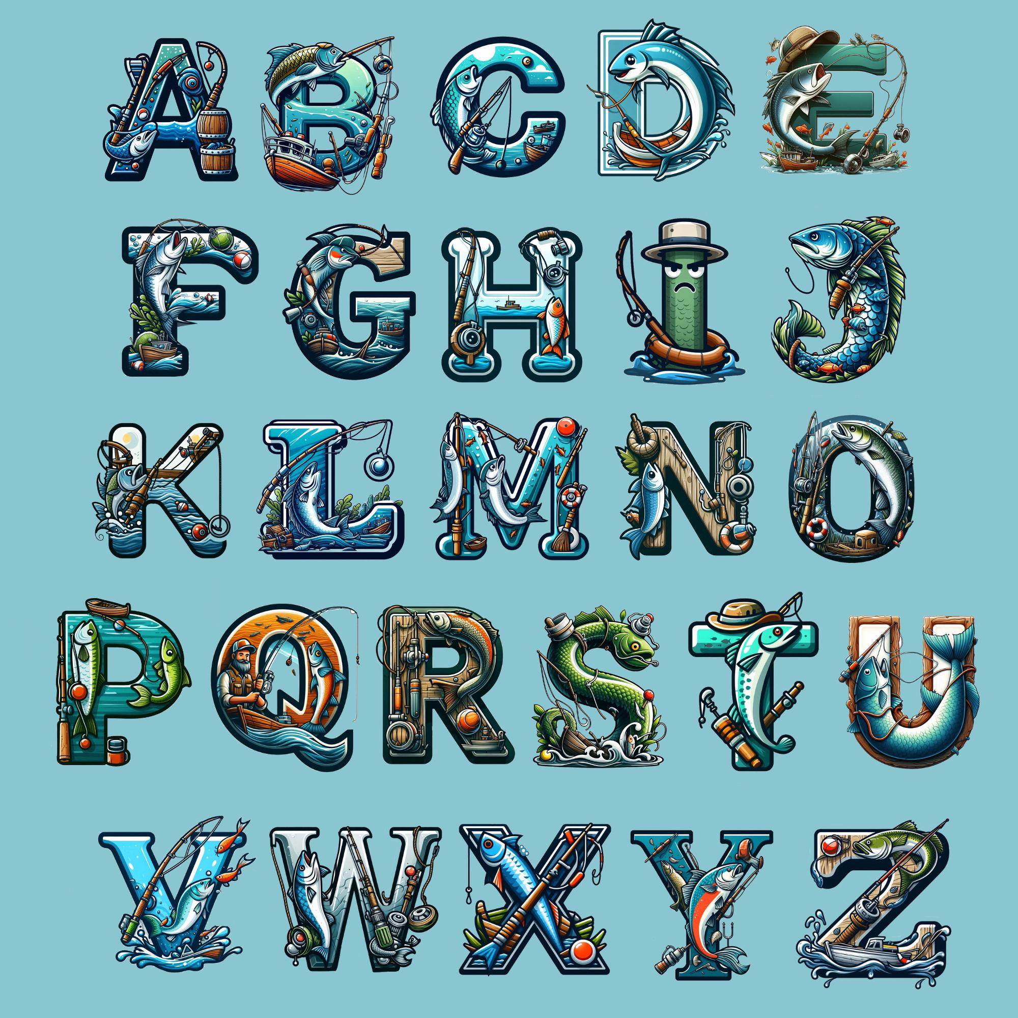 Fishing Font, Alphabet With Fishing Design, Fishing Letters as Png - Etsy