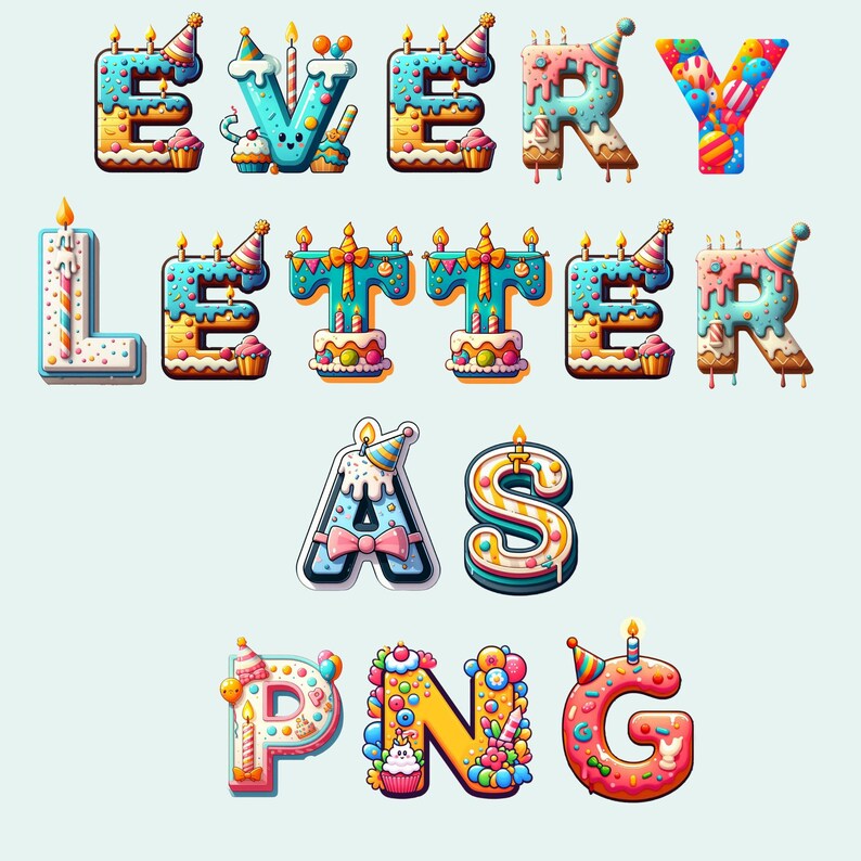 Birthday Font, Alphabet With Birthday Design, Celebration Letters as ...