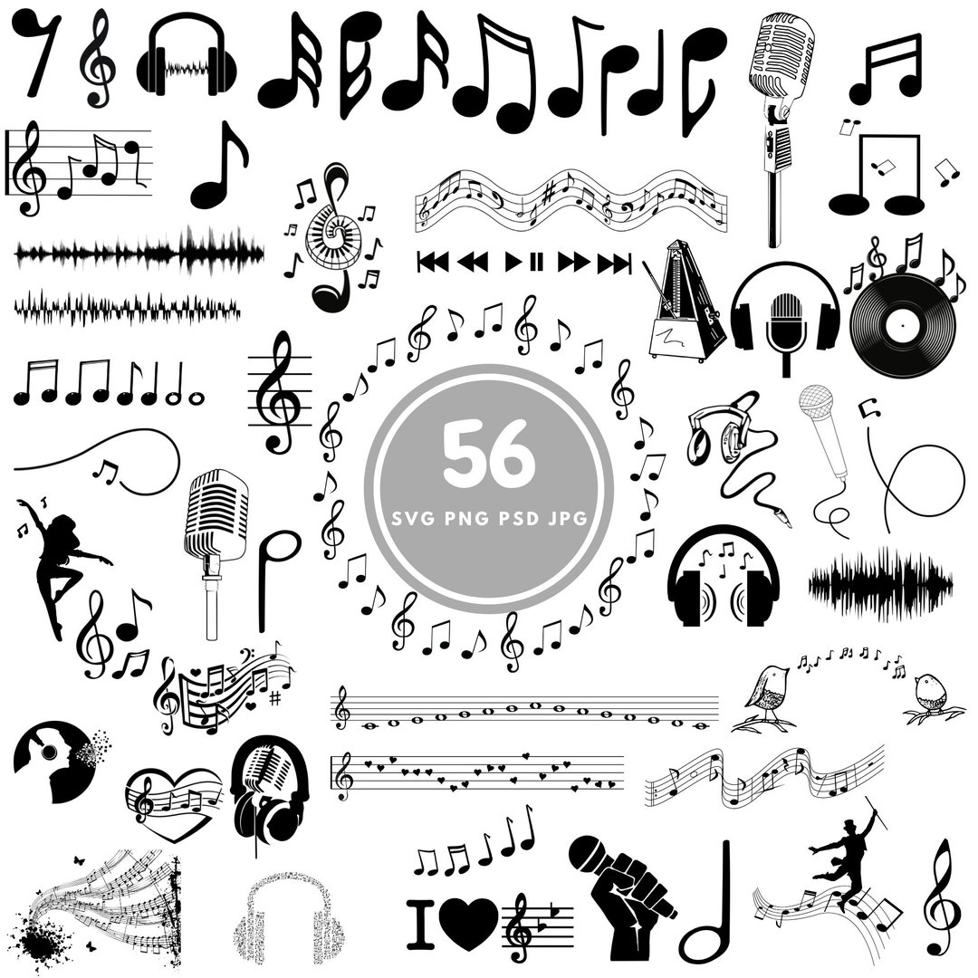 Musik Design SVG, 56 Musiknoten Svg Bundle, PNG, PSD - Etsy.de