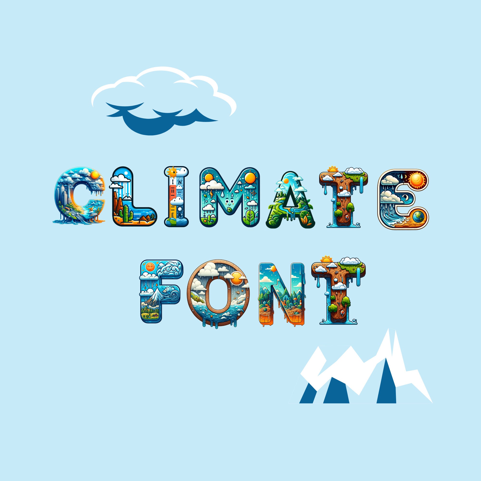 Climate Font, Alphabet With Climate Design, Environmental Letters as ...