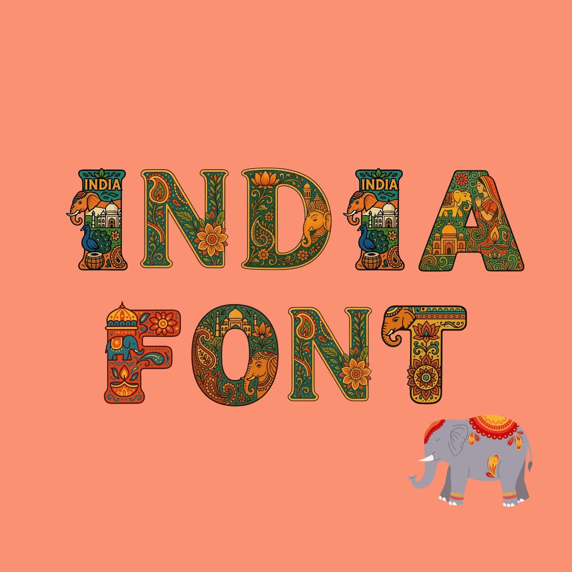 India Alphabet Clipart, Bollywood PNG Letters, South Asia Typography ...