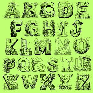Adventure Coloring Font, Alphabet With Adventure Design, Adventure ...