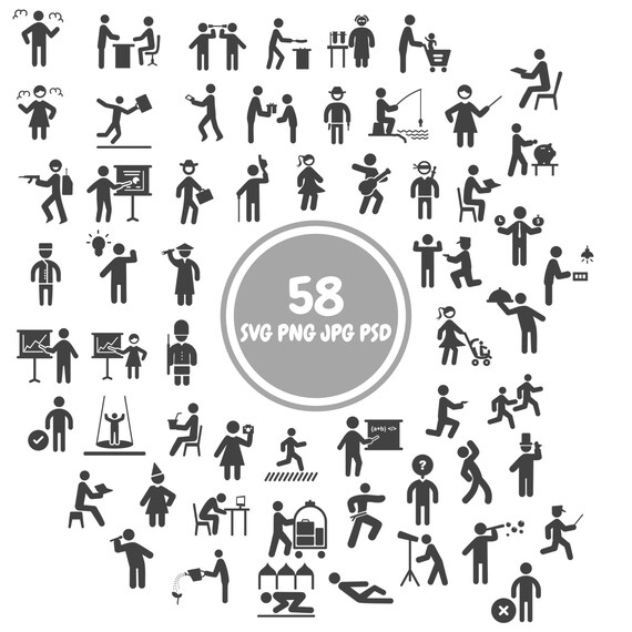 Stick Figure SVG 58 Svg Bundle PNG PSD | Etsy