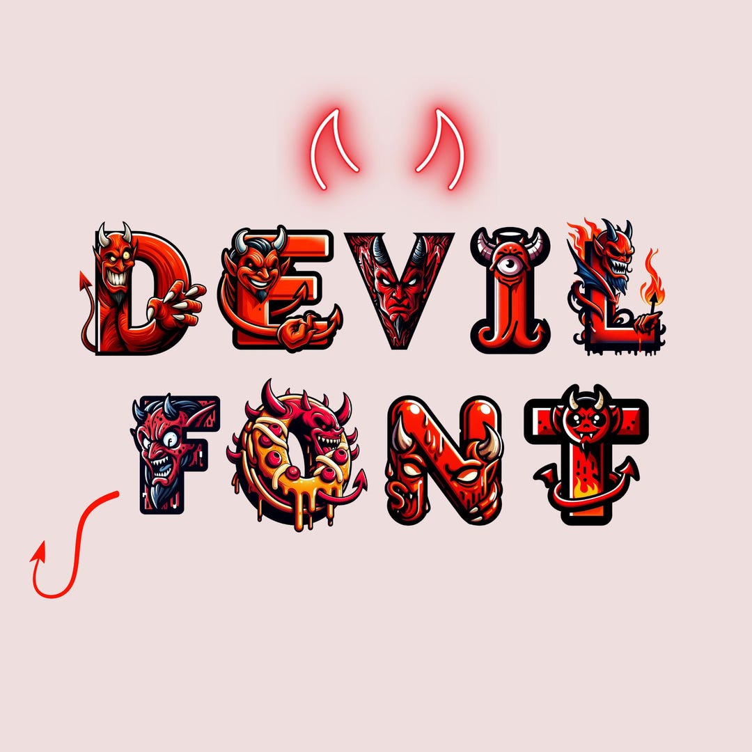 Devil Font, Alphabet With Devil Design, Devil Letters as Png - Etsy