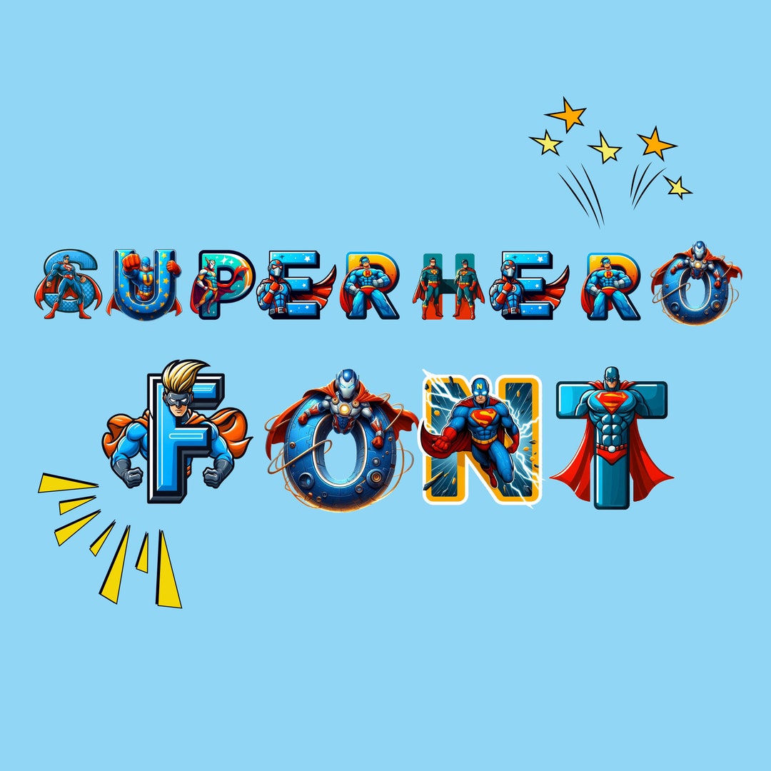 Superhero Alphabet Clipart, Justice Defender Letters PNG, Comic Book ...