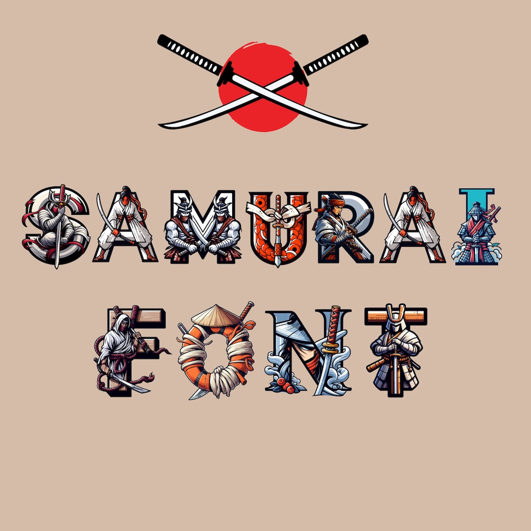 Samurai Font, Alphabet With Samurai Design, Samurai Letters as Png - Etsy