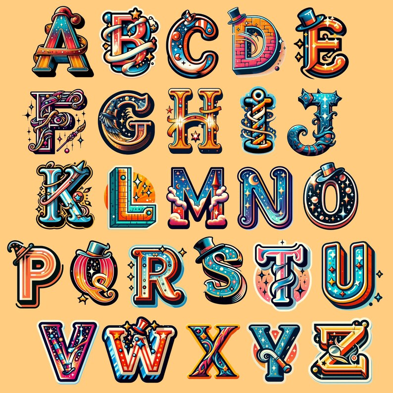 Magic Font, Alphabet With Magic Design, Enchanted Letters as Png - Etsy